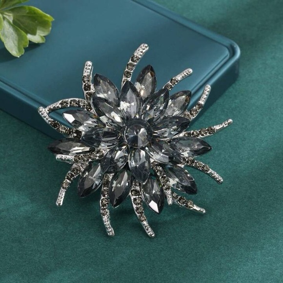 Jewelry | New Beautiful Sparkly Smokey Gray Brooch 25 Diameter | Poshmark